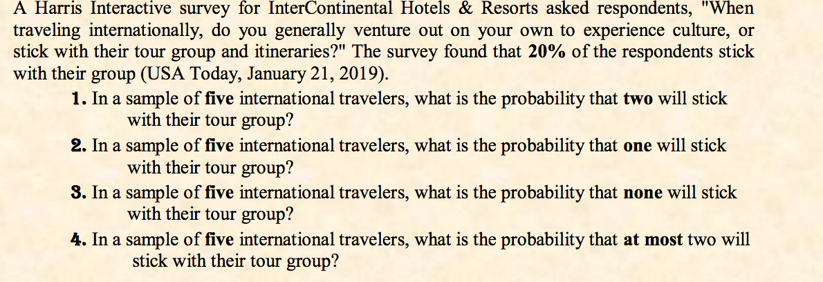 Solved A Harris Interactive survey for InterContinental | Chegg.com