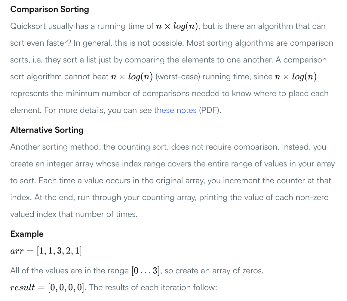Solved Comparison SortingQuicksort usually has a running | Chegg.com