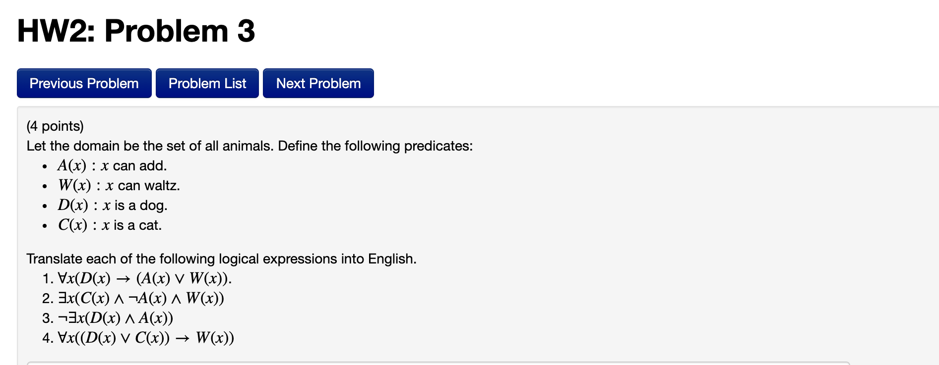 Solved HW2: Problem 3 Previous Problem Problem List Next | Chegg.com Solved HW2: Problem 3 Previous Problem Problem List Next | Chegg.com