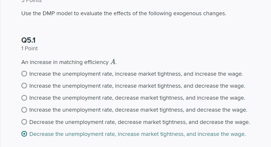 Solved Use the DMP model to evaluate the effects of the | Chegg.com