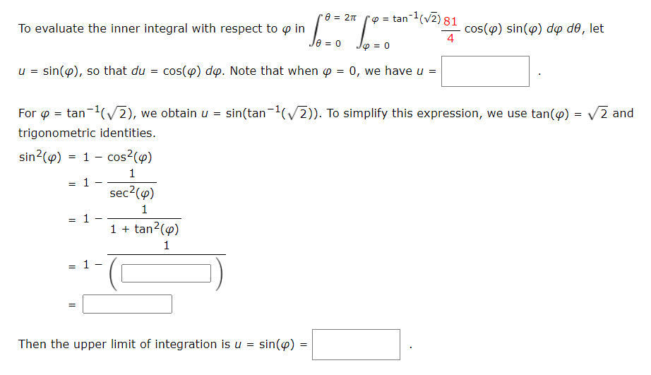 Solved A = 21 To evaluate the inner integral with respect to | Chegg.com