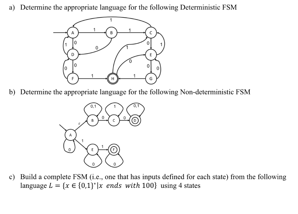 Solved a) Determine the appropriate language for the | Chegg.com