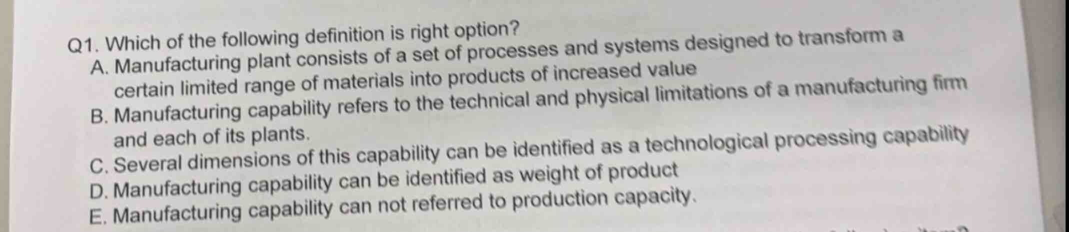 Solved Q1. ﻿Which of the following definition is right | Chegg.com
