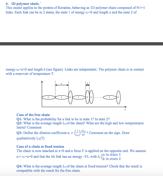 Solved 4. 1D polymer chain. This model applies to the | Chegg.com