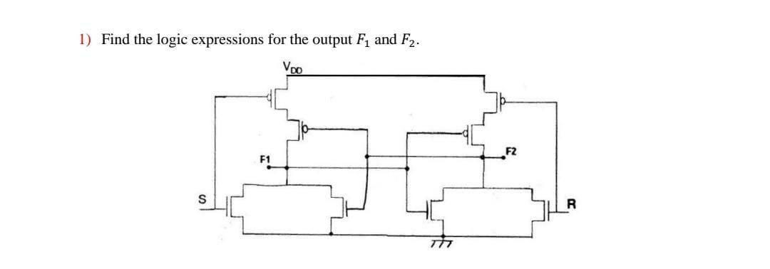 Solved 1) Find the logic expressions for the output F and | Chegg.com