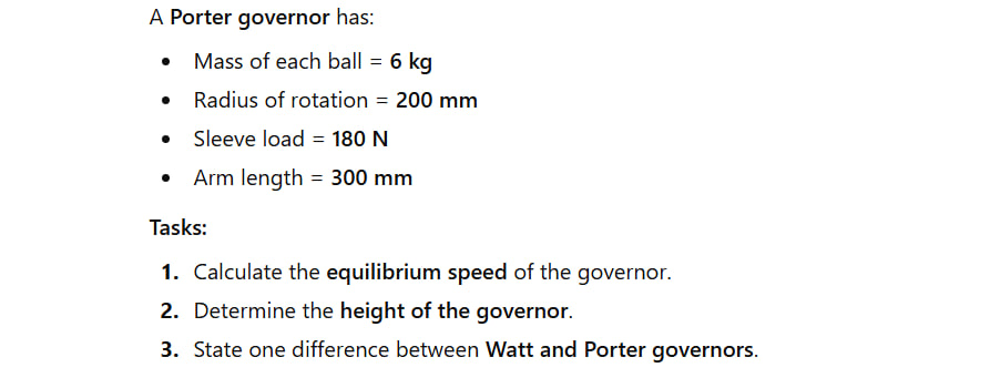 Solved A Porter governor has:- ﻿Mass of each ball | Chegg.com