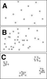 Solved The diagrams below show three patterns of population | Chegg.com