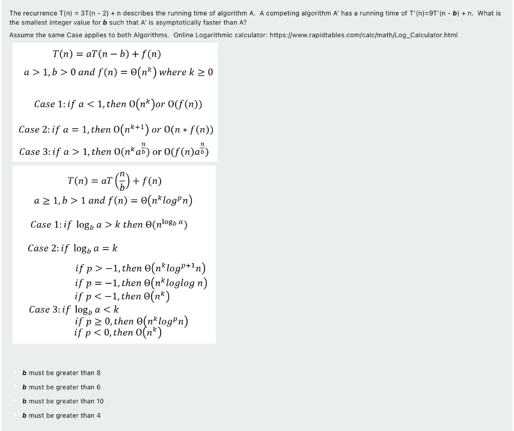 Solved He Recurrence T N 3t N−2 N Describes The Running