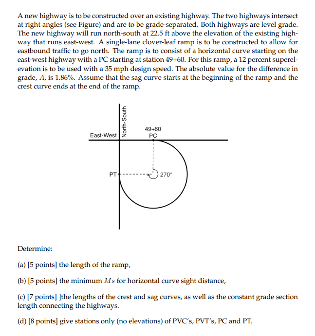 A new highway is to be constructed over an existing | Chegg.com
