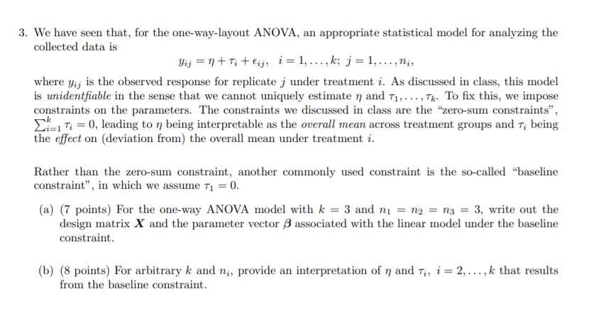 Solved 3. We have seen that, for the one-way-layout ANOVA, | Chegg.com