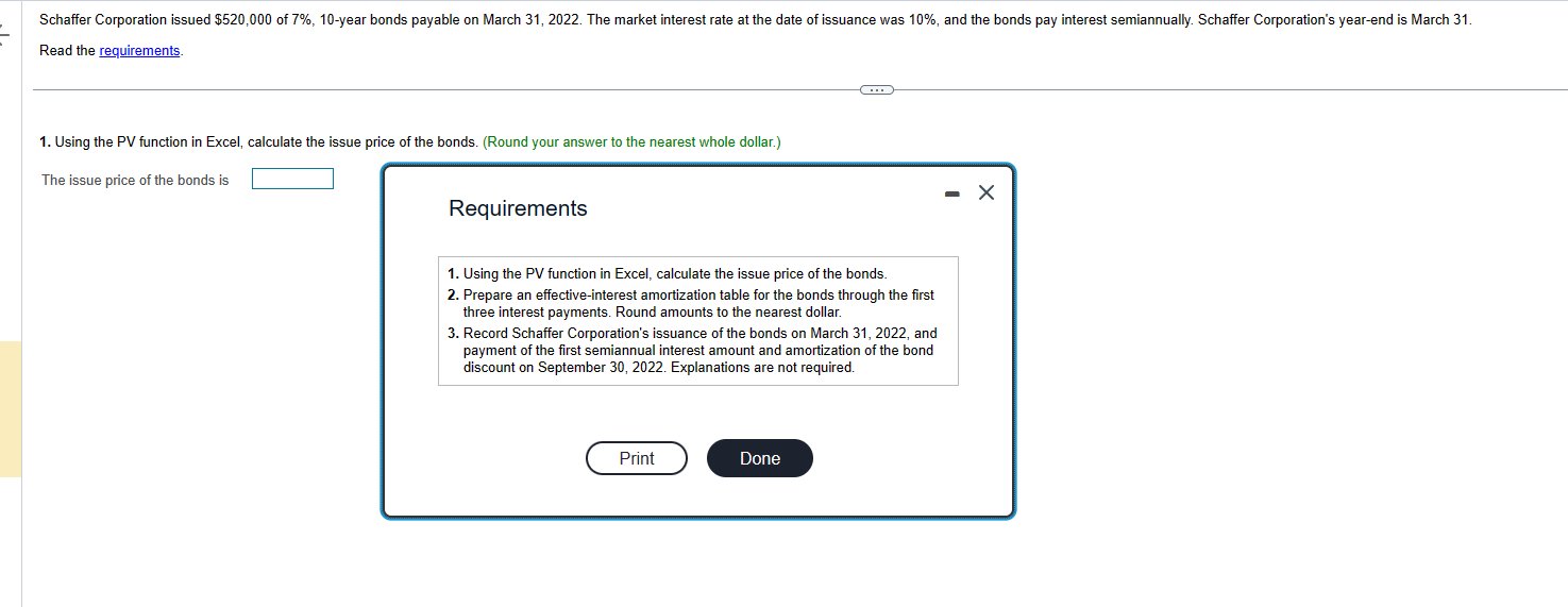 Solved Read the requirements. 1. Using the PV function in | Chegg.com