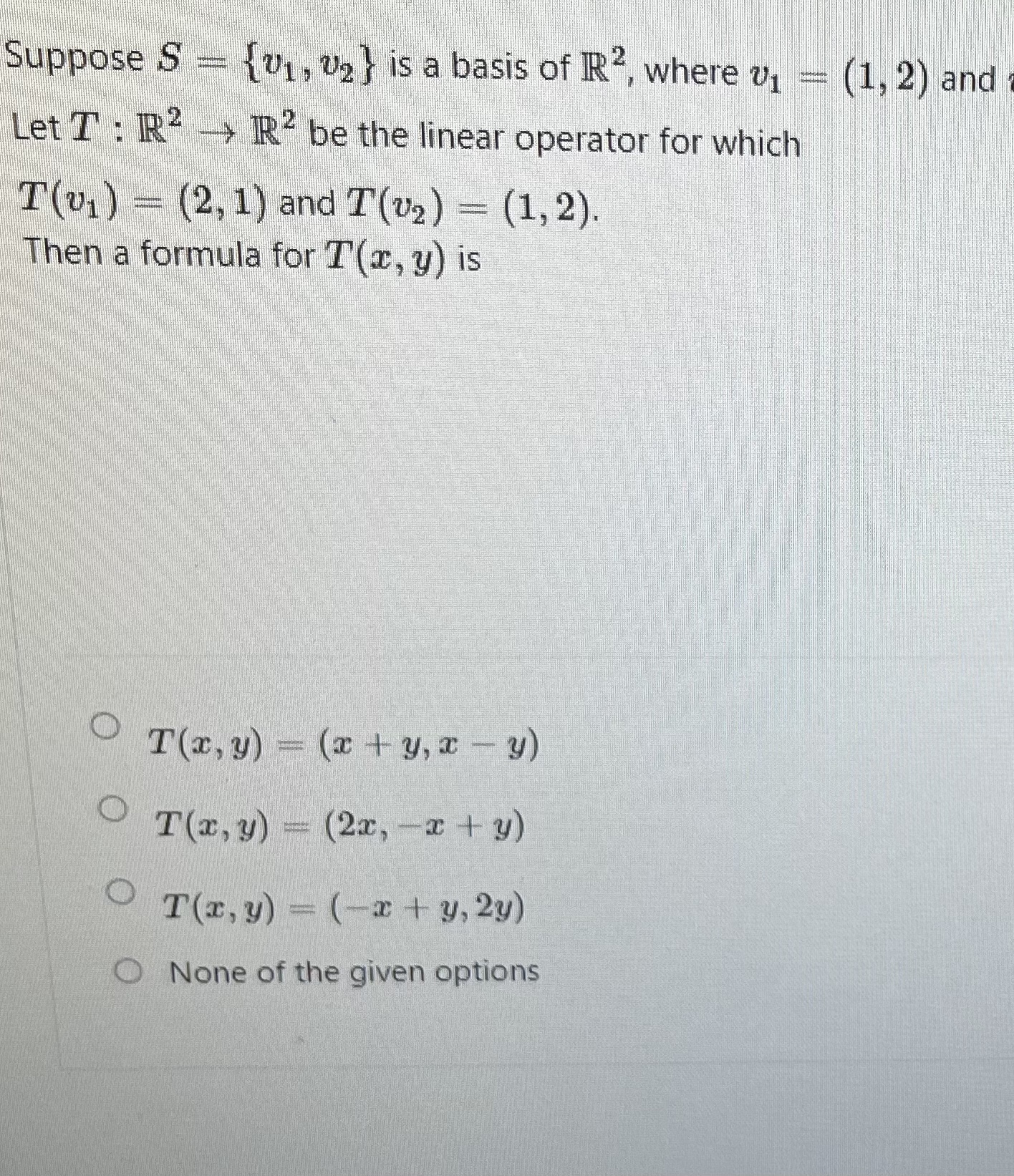 Solved Suppose S={v_(1),v_(2)} is a basis of R^(2), where | Chegg.com