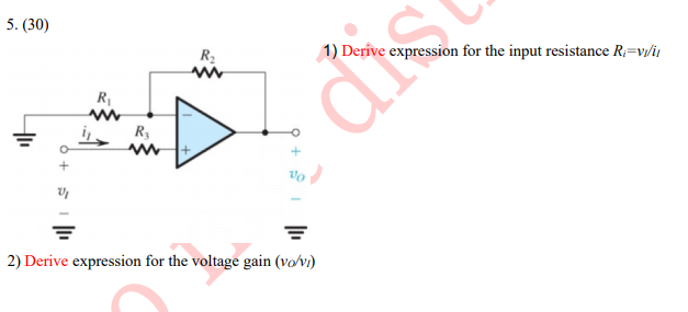 Solved 5. (30) 1) Derive expression for the input resistance | Chegg.com