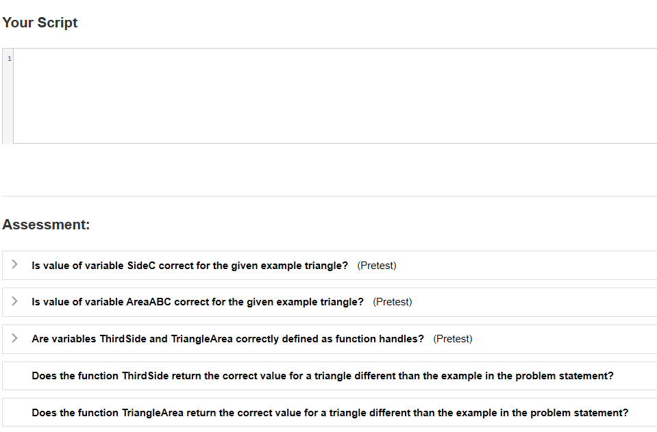 Solved Triangle Calculations (script with two anon | Chegg.com