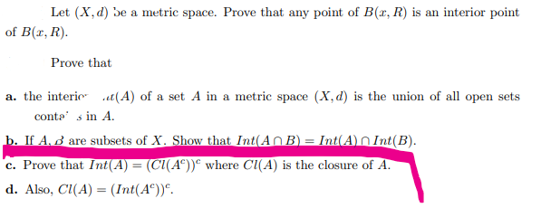 Solved Let (X,d) De a metric space. Prove that any point of | Chegg.com