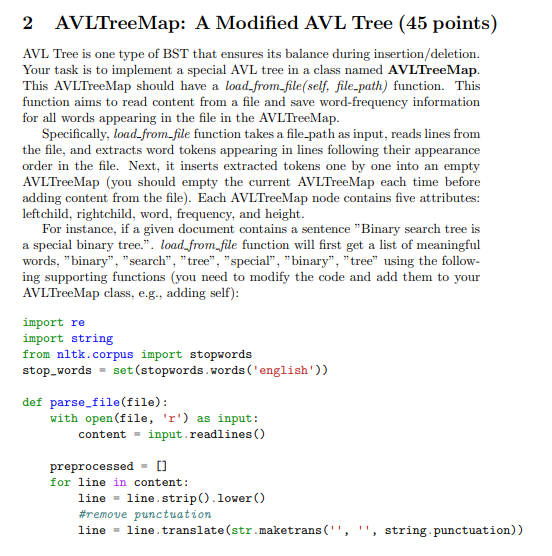 Solved 2 AVLTreeMap: A Modified AVL Tree (45 points) AVL | Chegg.com