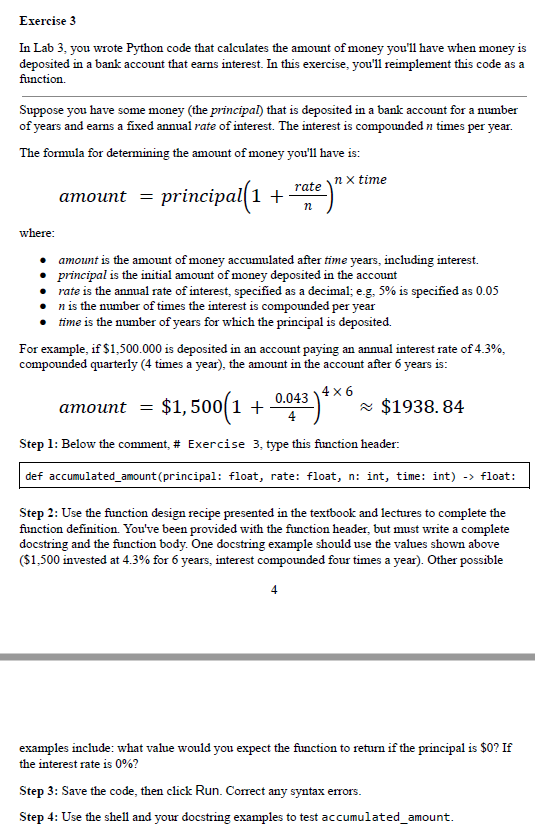 Solved Exercise 3 In Lab 3, you wrote Python code that | Chegg.com