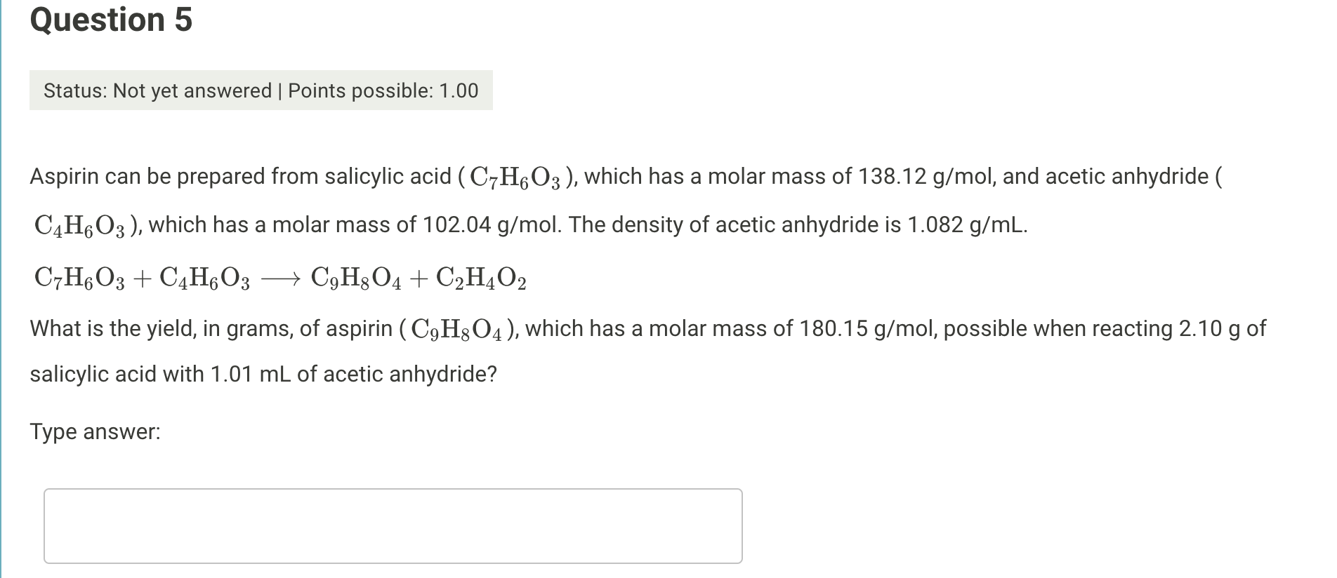 Solved Question 5 Status: Not yet answered | Points | Chegg.com