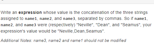Solved Write an expression whose value is the concatenation | Chegg.com