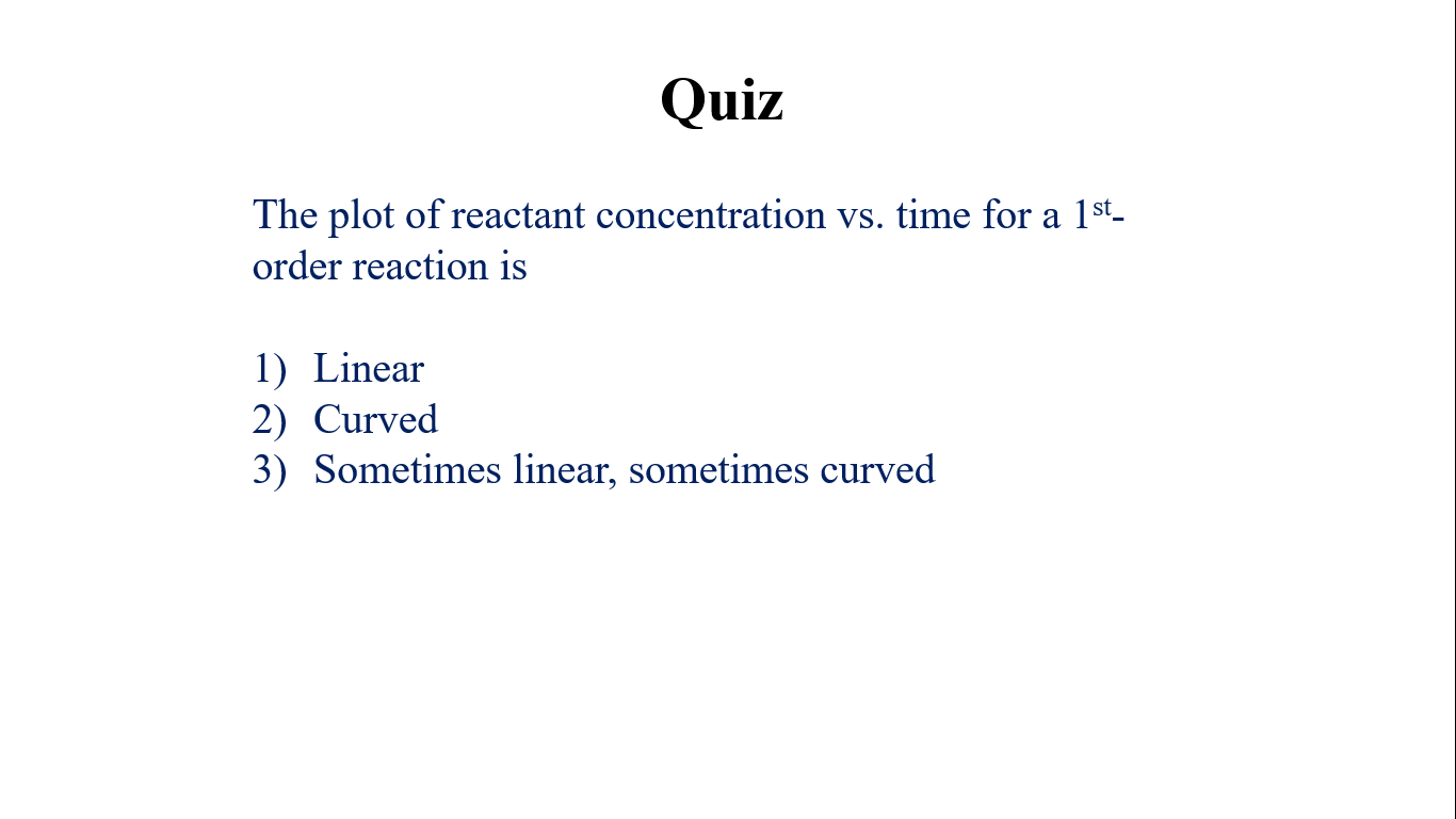 Solved The plot of reactant concentration vs. time for a 1st | Chegg.com