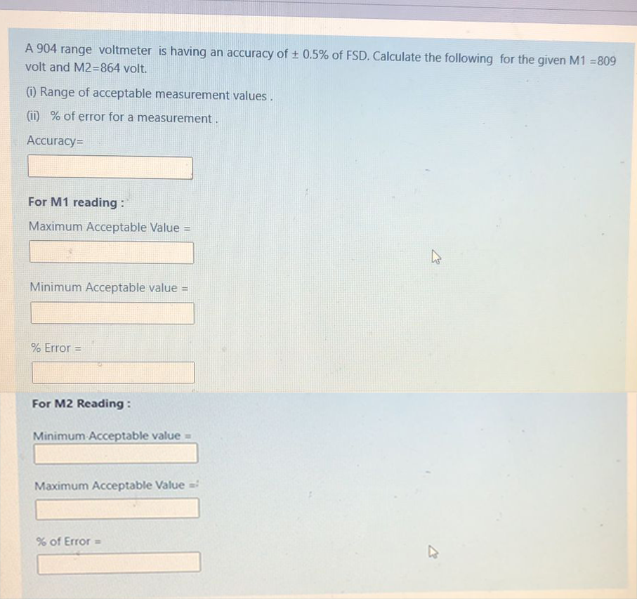 Solved A 904 range voltmeter is having an accuracy of + 0.5% | Chegg.com