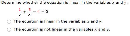 Solved Determine whether the equation is linear in the | Chegg.com