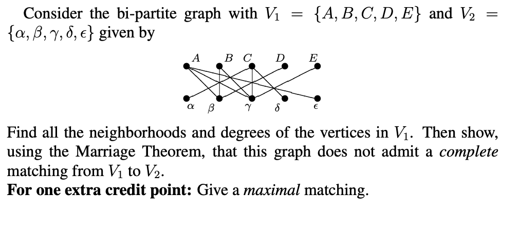 Solved Consider the bi-partite graph with Vi {a,b, 7, 8, 6} | Chegg.com