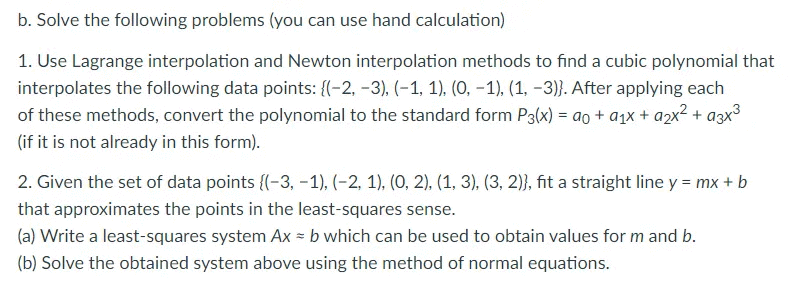 Solved b. Solve the following problems (you can use hand | Chegg.com
