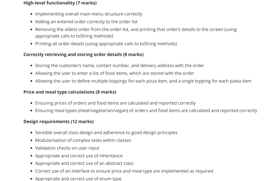 Solved You are required to develop a takeaway order | Chegg.com