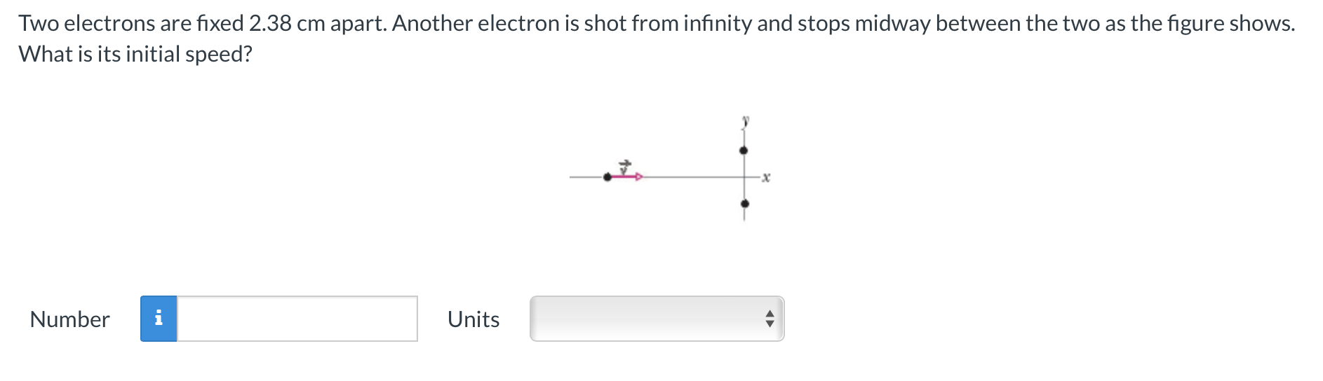 Solved Two electrons are fixed 2.38 cm apart. Another | Chegg.com