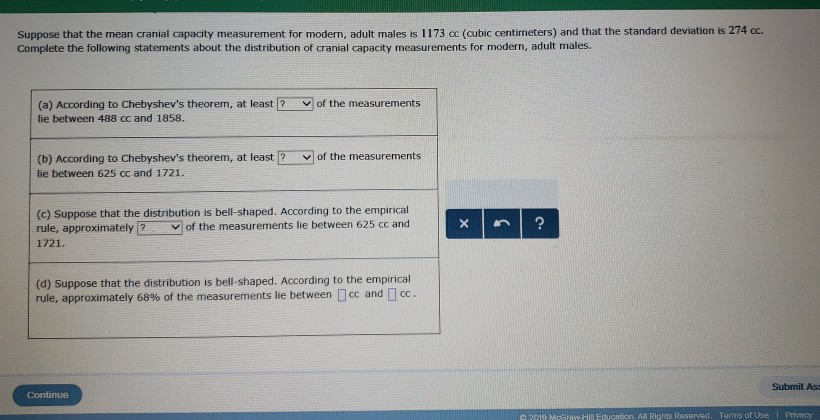 Solved Suppose that the mean cranial capacity measurement | Chegg.com