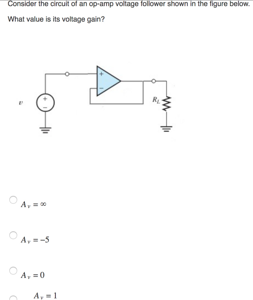 Solved Consider the circuit of an op-amp voltage follower | Chegg.com