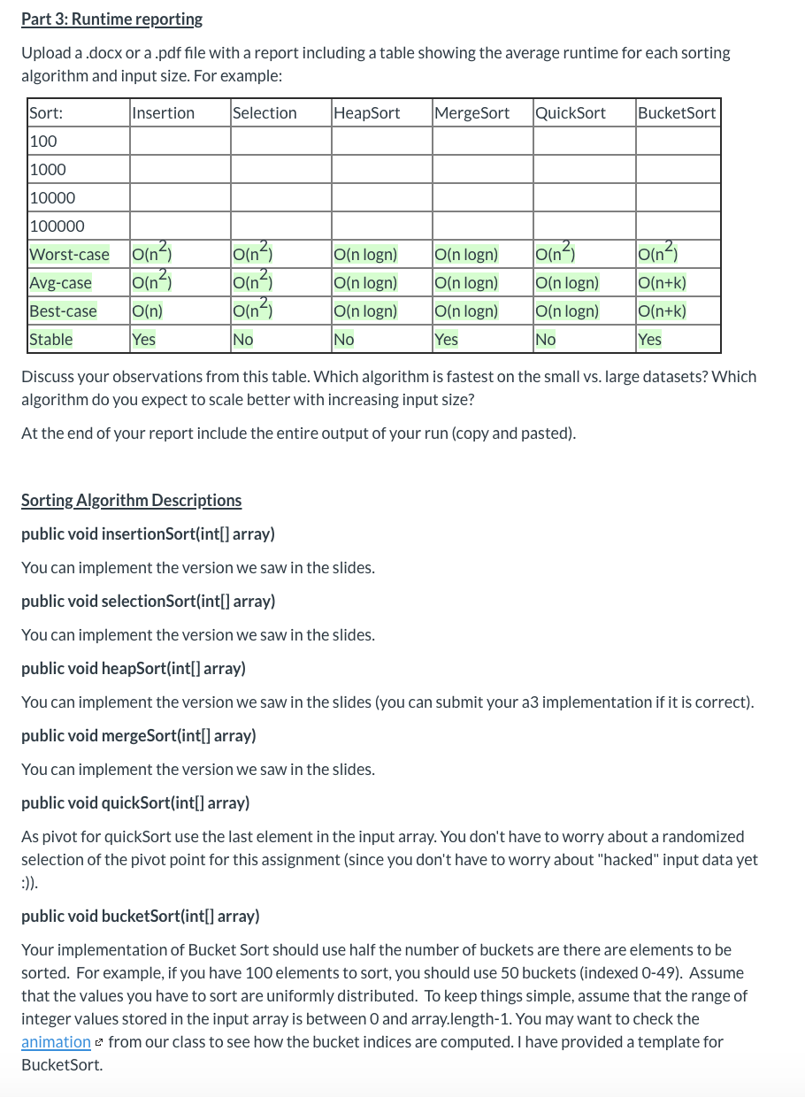 Part 1 Coding Sorting Algorithms Implement A Number