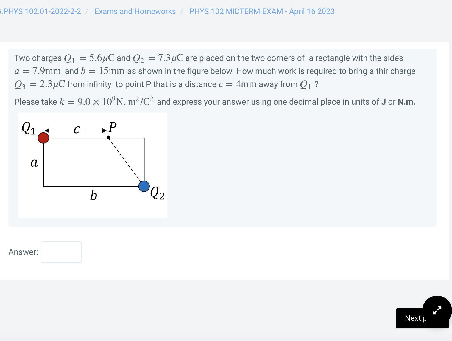 Solved Two charges Q1=5.6μC and Q2=7.3μC are placed on the | Chegg.com