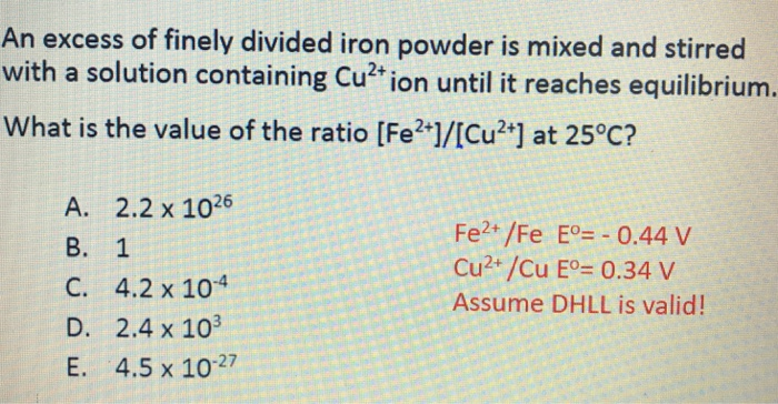 Solved An excess of finely divided iron powder is mixed and | Chegg.com