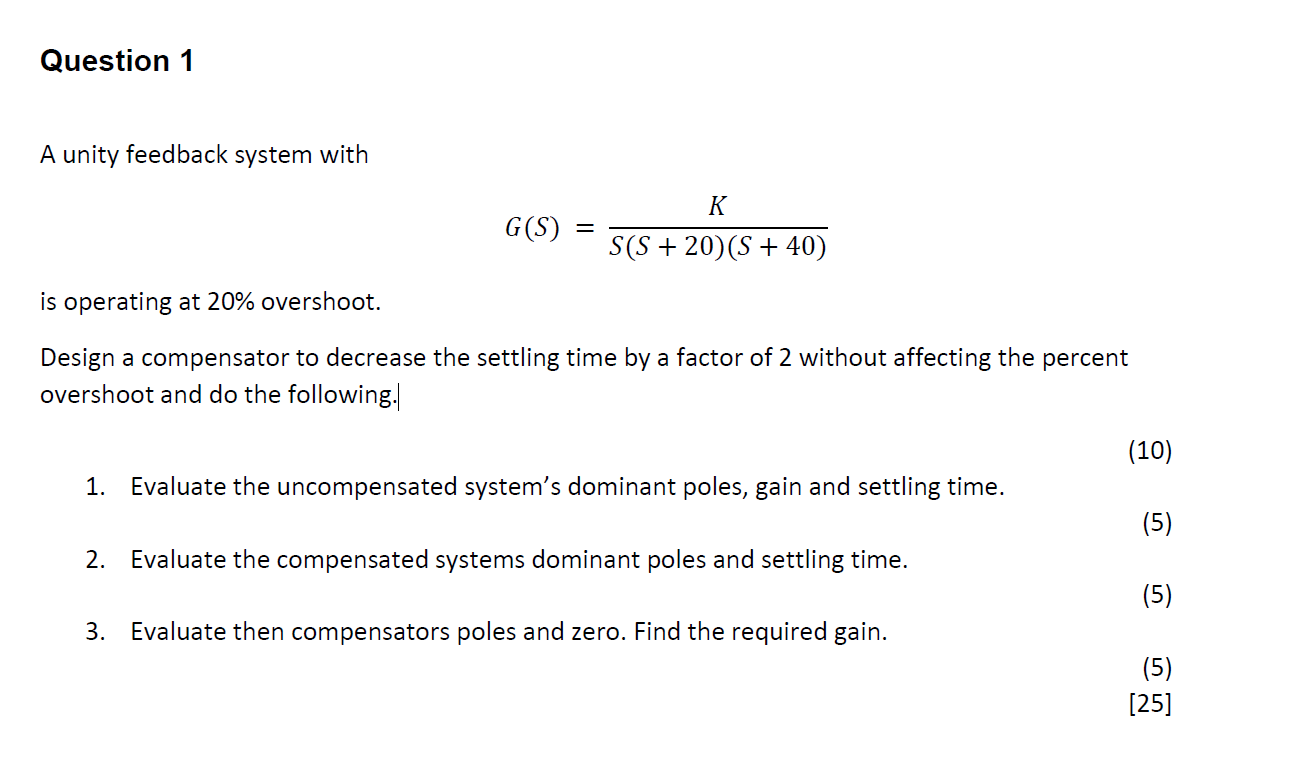 Solved A unity feedback system with \\[ | Chegg.com