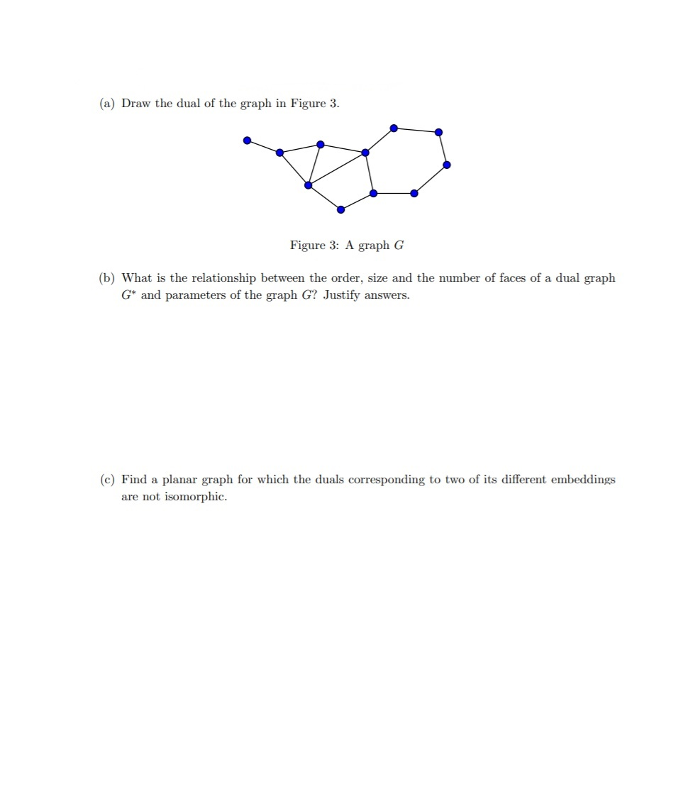 Solved (a) Draw the dual of the graph in Figure 3. Figure 3: | Chegg.com