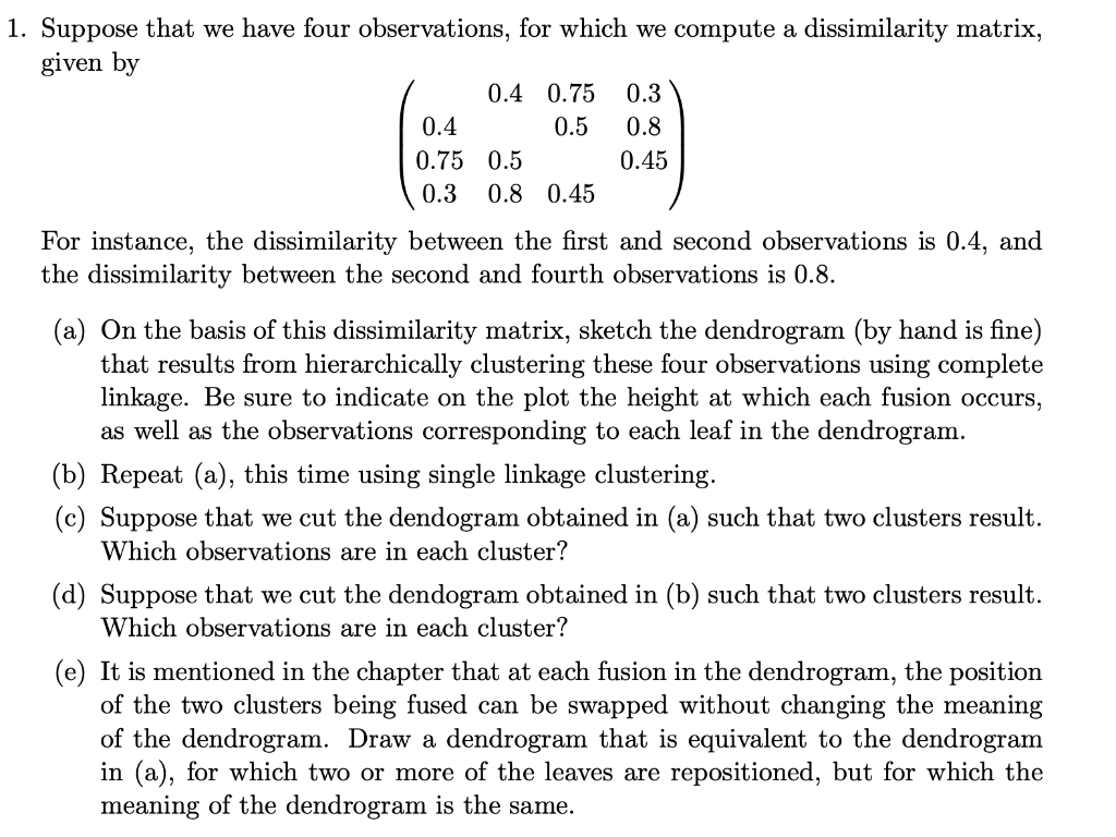 Solved 1. Suppose that we have four observations, for which | Chegg.com