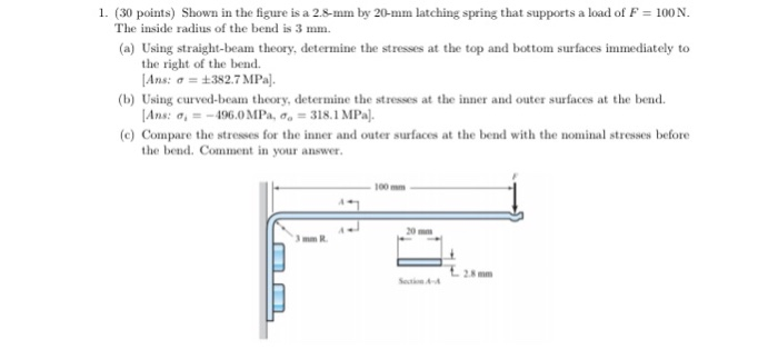 Solved 1. (30 points) The inside radius of the bend is 3 m | Chegg.com