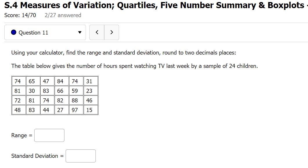 Solved S.4 Measures of Variation; Quartiles, Five Number | Chegg.com