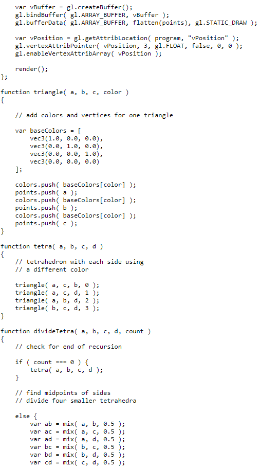Solved The following 3DSierpinskiTriangle.html program uses | Chegg.com