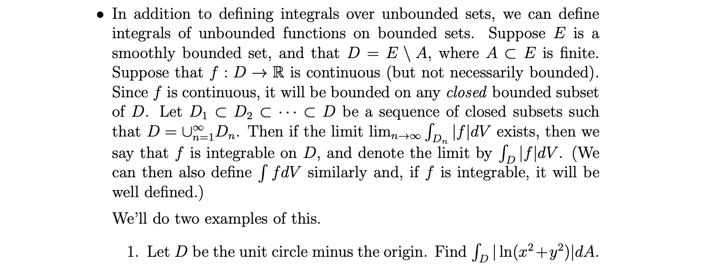 Solved • In addition to defining integrals over unbounded | Chegg.com