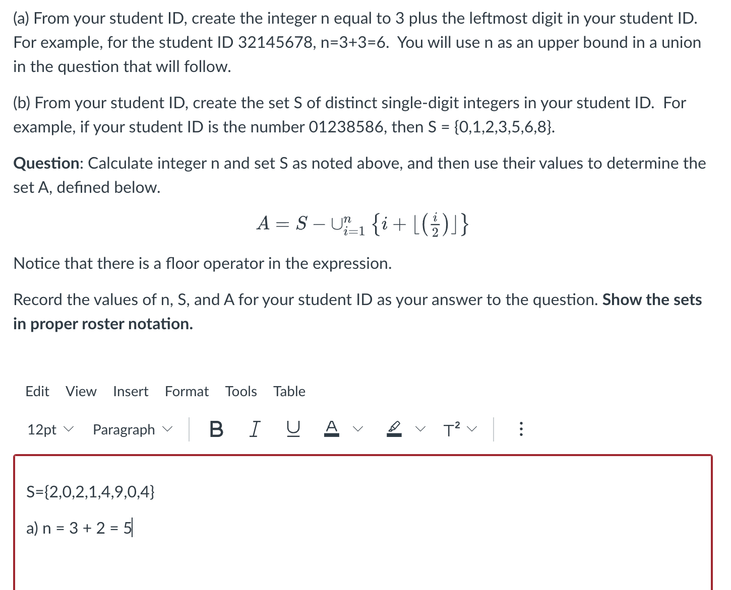 Solved (a) From your student ID, create the integer n equal | Chegg.com