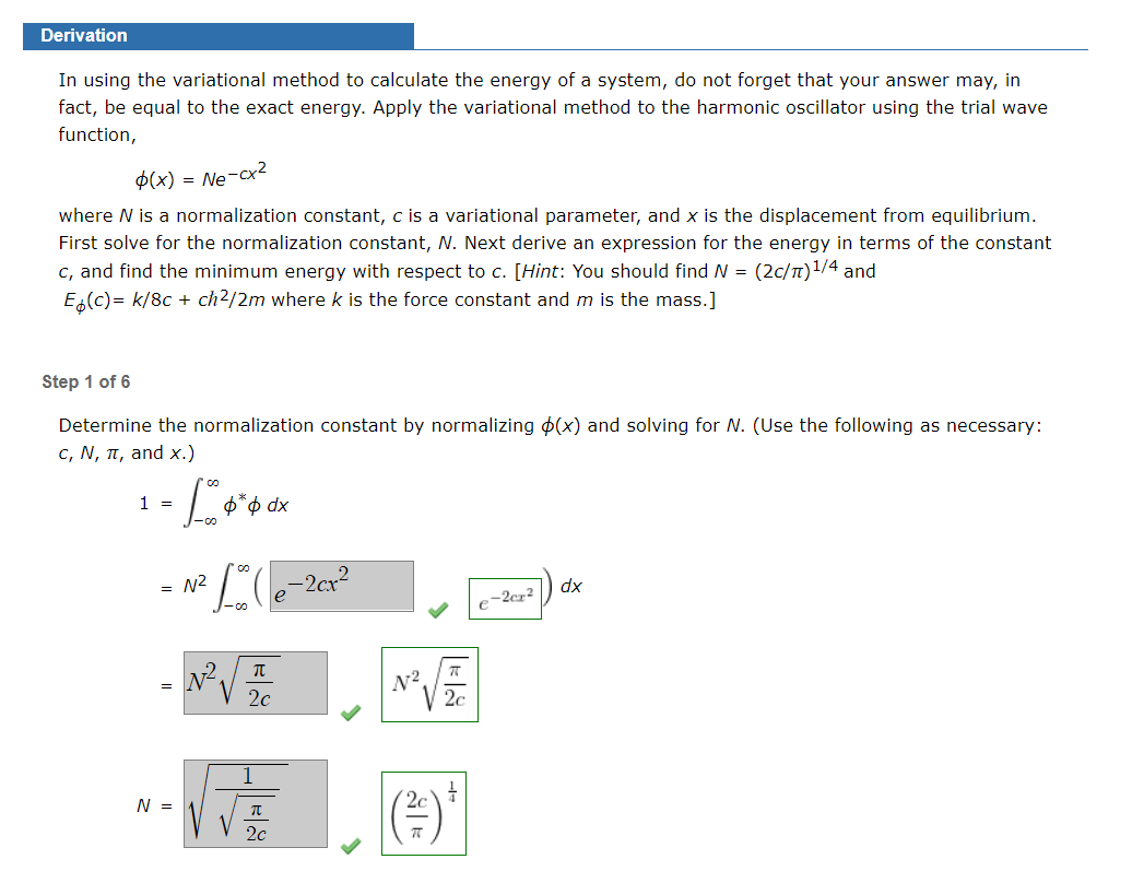 Solved Derivation In using the variational method to | Chegg.com