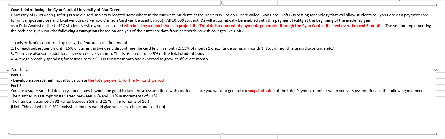 Solved Case 1: Introducing the Cyan Card at University of | Chegg.com