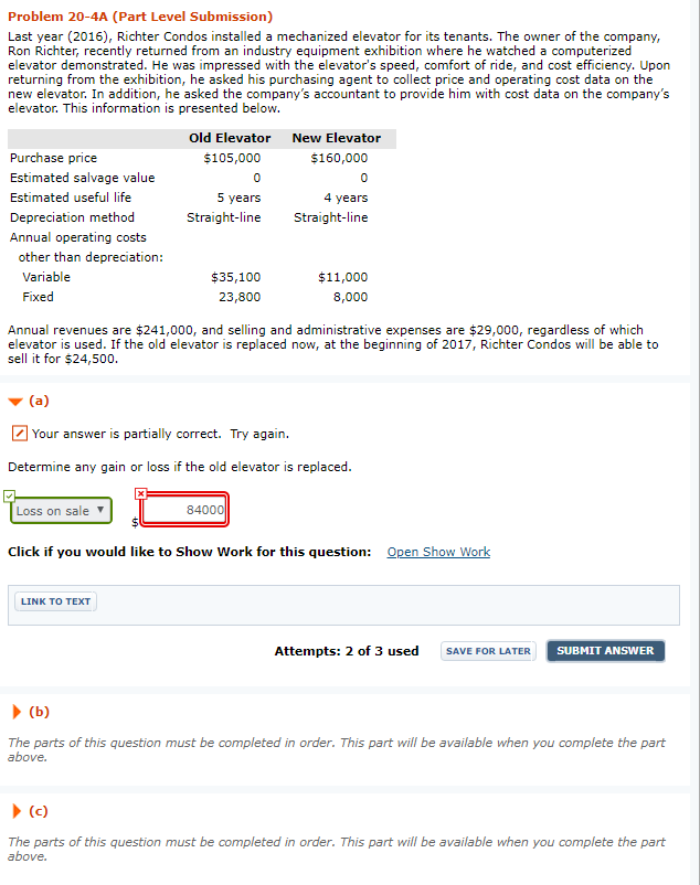 Solved Problem 20-4A (Part Level Submission) Last year | Chegg.com