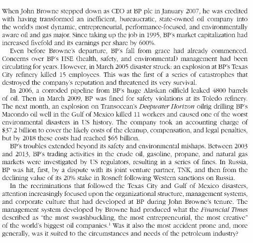 Solved Read Case 6: BP: Organizational Structure and | Chegg.com