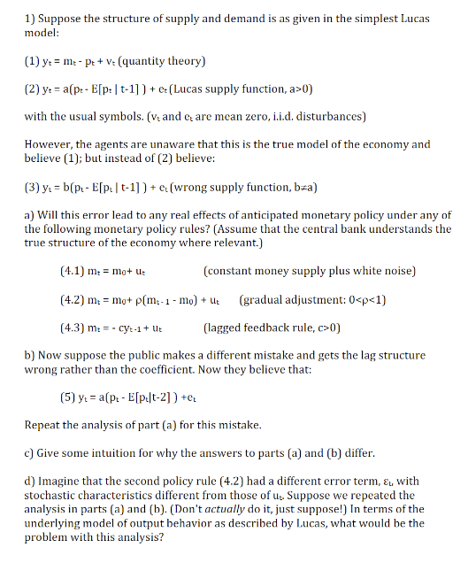1) Suppose the structure of supply and demand is as | Chegg.com