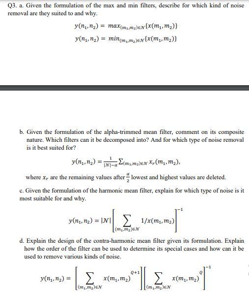 Q3. a. Given the formulation of the max and min | Chegg.com