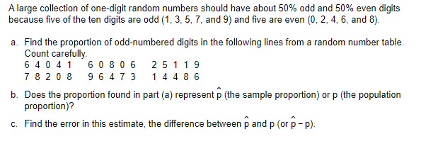 Solved A large collection of one-digit random numbers should | Chegg.com